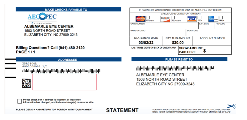 Pay Your Bill Online at Albemarle Eye Center, North Carolina